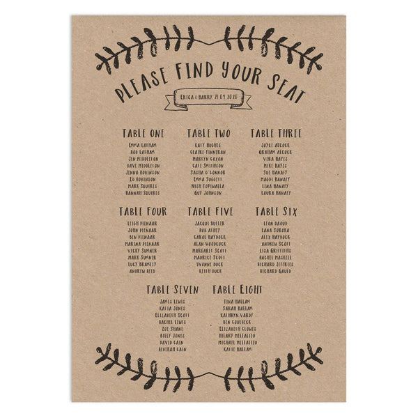 Rustic Table Plan